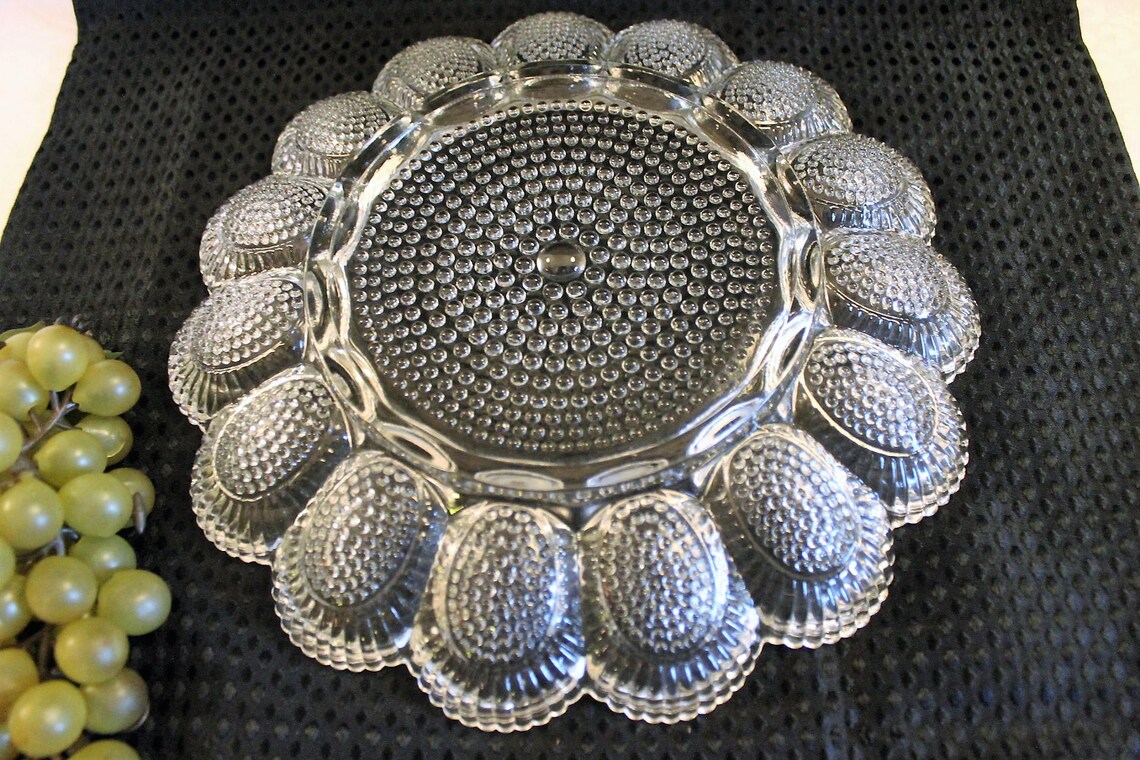 Vintage Indiana Clear Glass Deviled Egg Plate in Excellent - Etsy