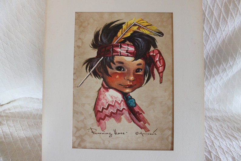 Running Horse 11" by 15" Lithograph - Monteague Flagg, Native American ...
