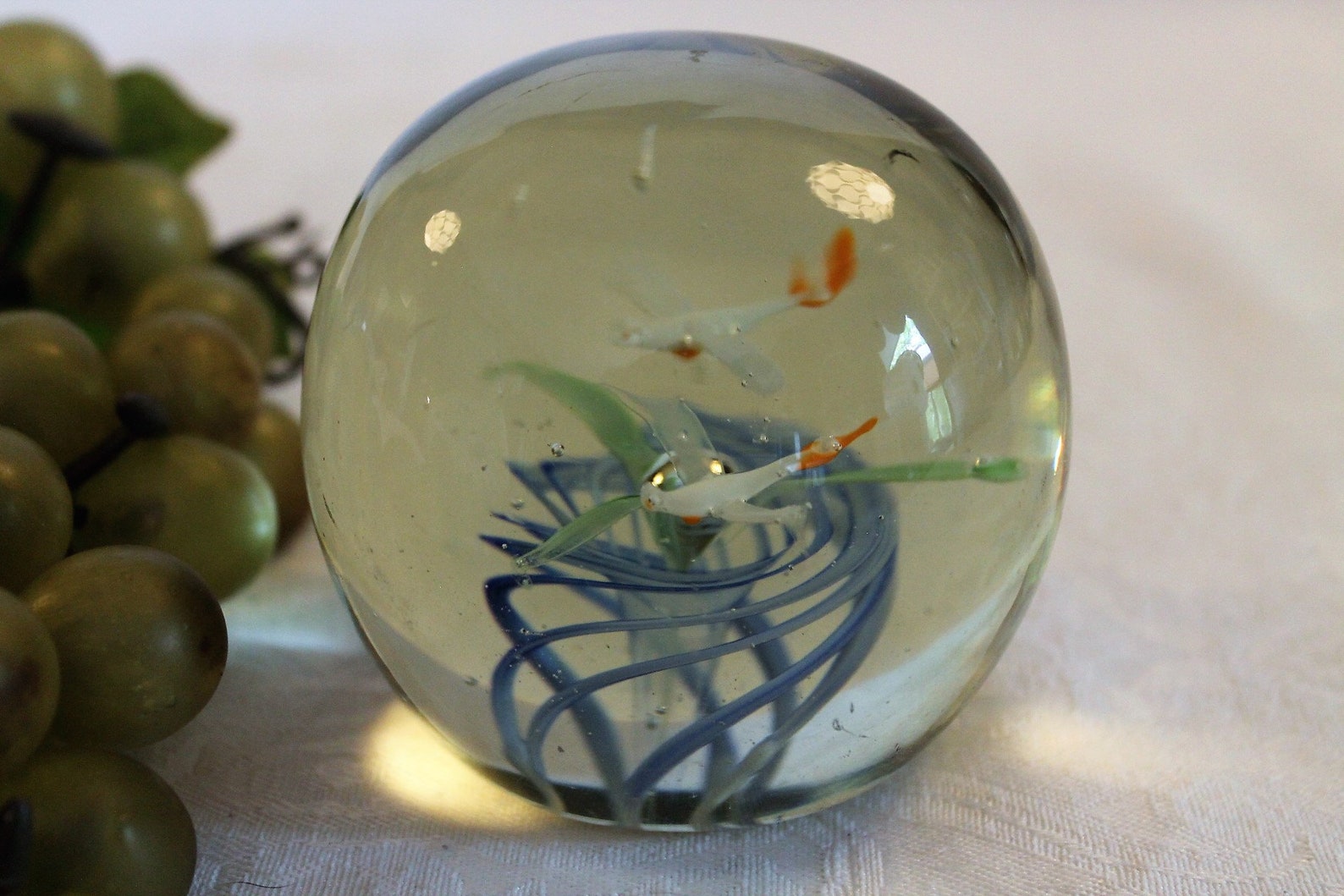 Vintage Glass Paperweight With Geese in Flight and Blue Swirl - Murano ...