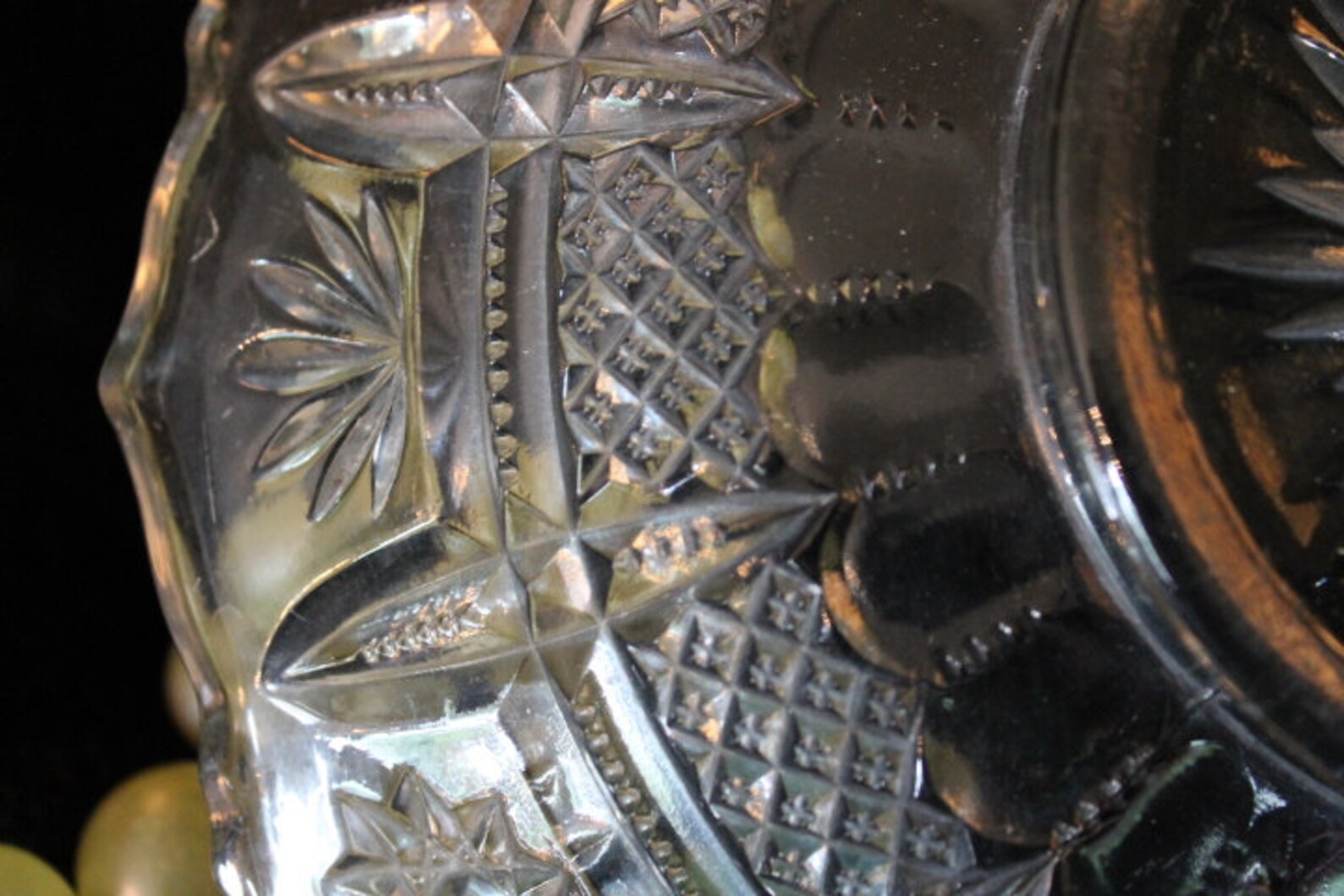 EAPG Model Flint Glass 9.25" Serving Bowl - Banded Star and Fan Pattern ...