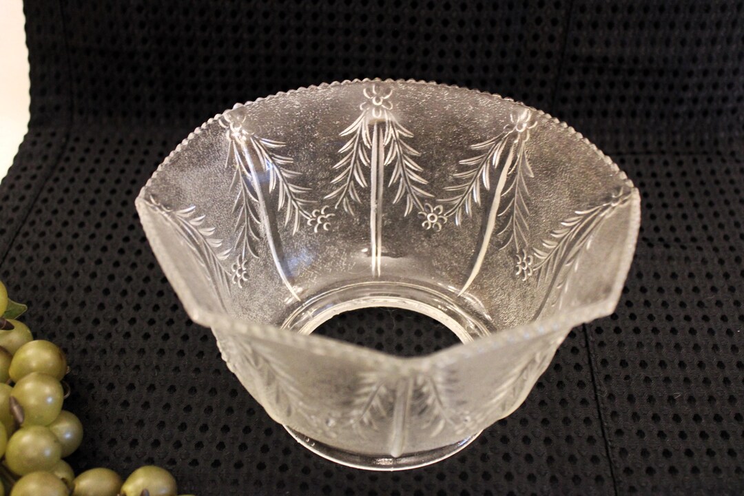 Frosted Glass Gasolier Lamp Shade With Raised Floral and Pebble Ice ...