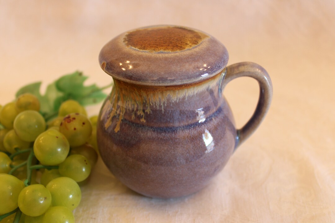 Pigeon Forge Pottery Coffee or Tea Mug With Lid - Blue Purple With ...