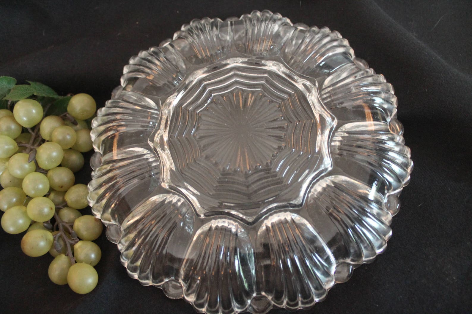 Anchor Hocking Clear Glass Deviled Egg Plate in Excellent - Etsy