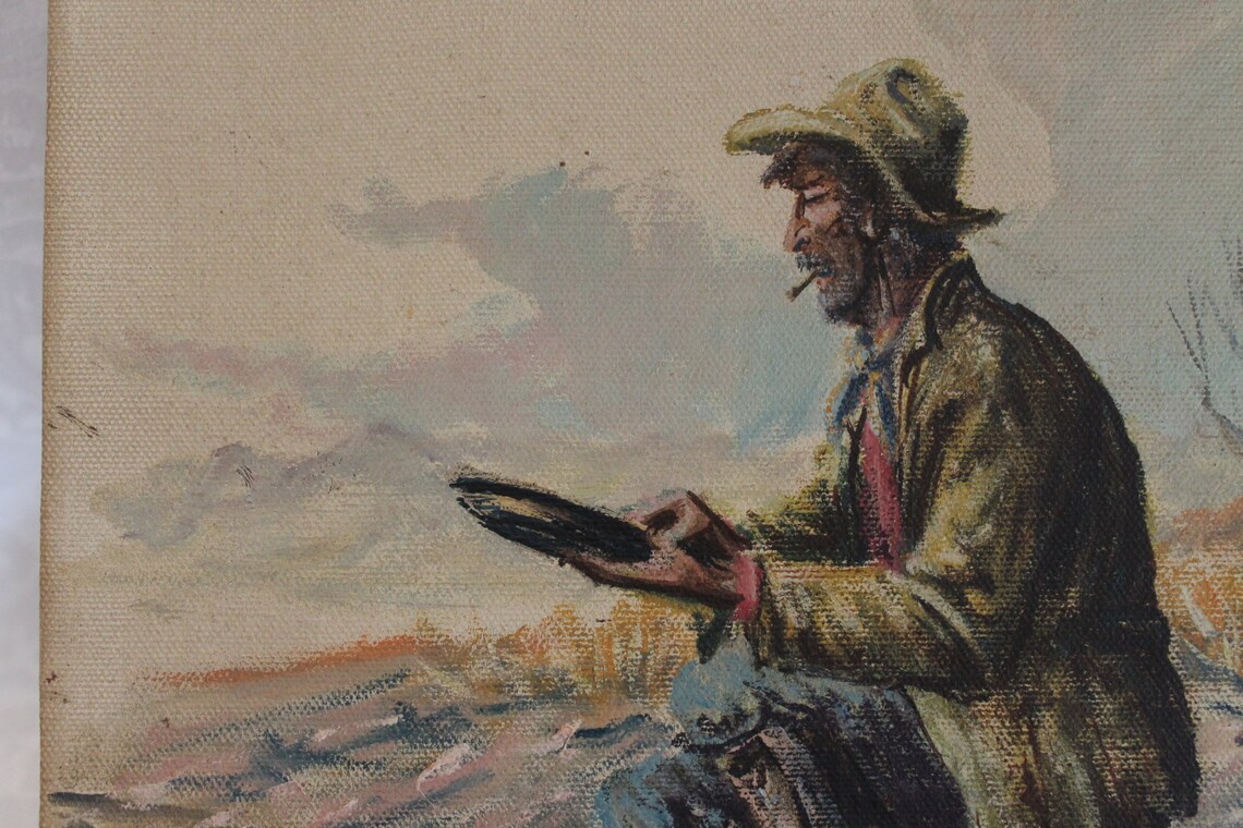 Bud Breen Original Oil Painting on Canvas of Cowboy At A | Etsy