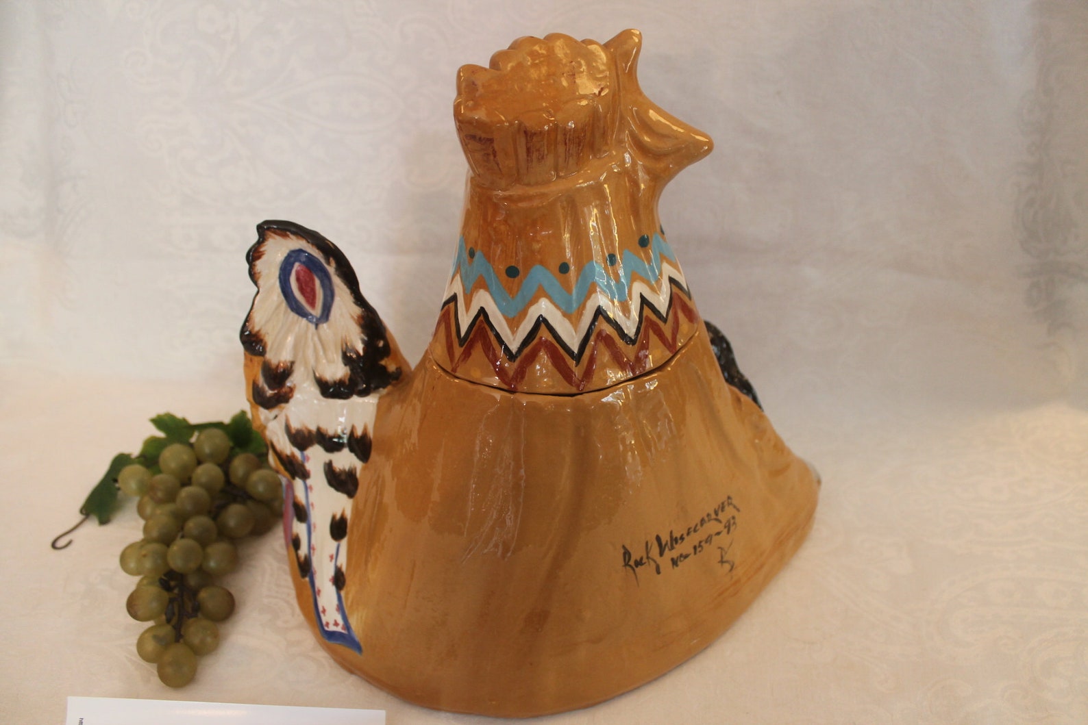 1993 Rick Wisecarver Pottery 12" Cookie Jar - Native American Teepee ...