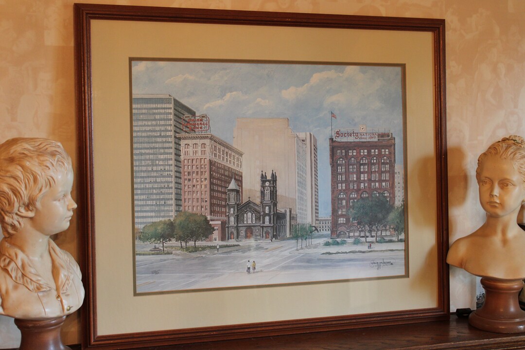 Craig Petersen Large Framed Cleveland, Ohio Print- Society National ...