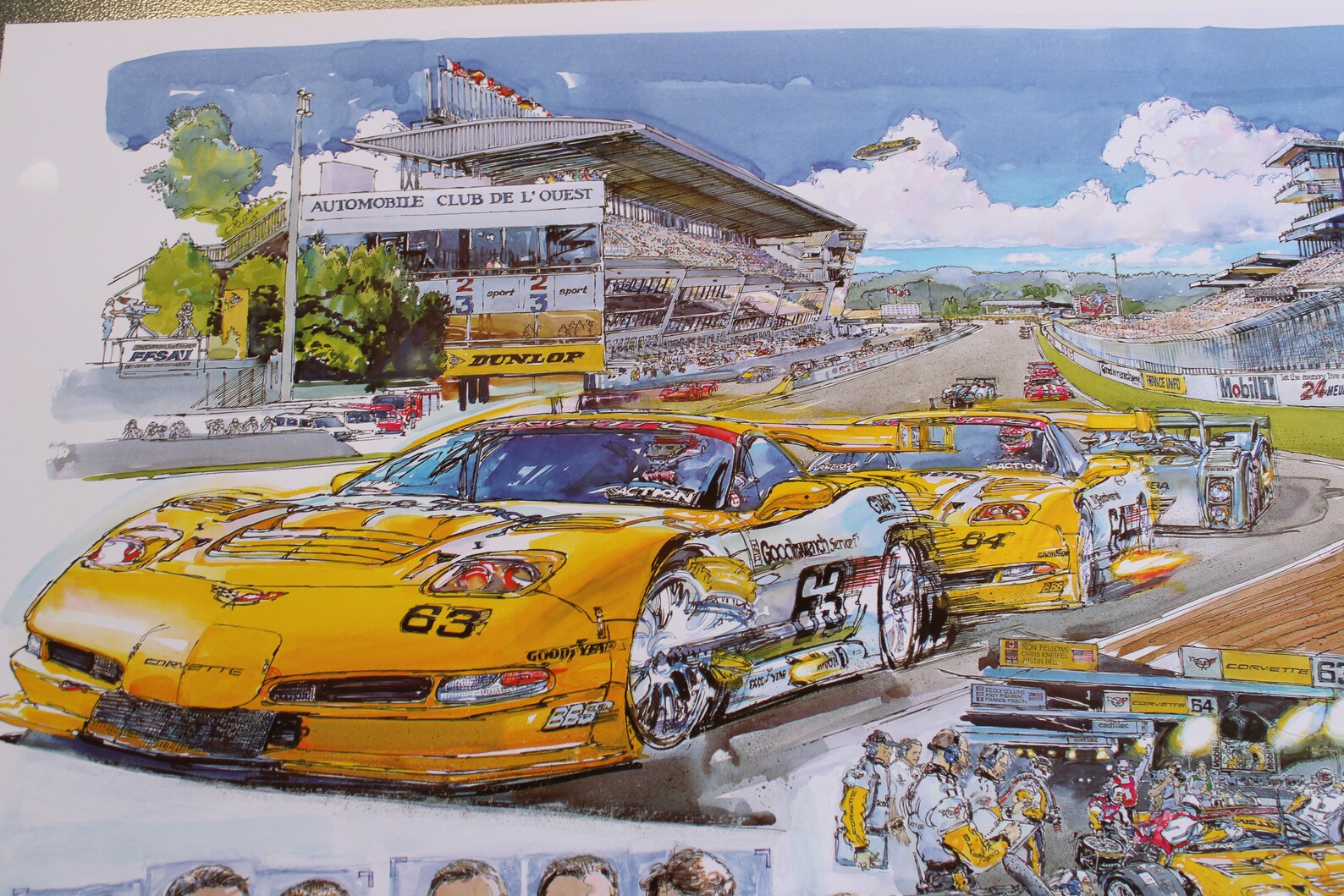 Ken Dallison 2000 Lemans Corvette C5R Poster With Fellows, Kneifel ...