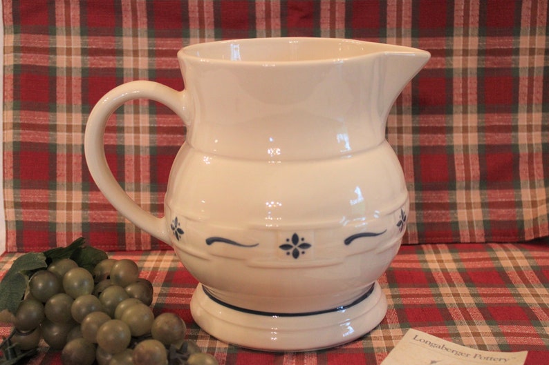 1991 Longaberger Pottery Woven Traditions Large 7.25" Water Pitcher ...