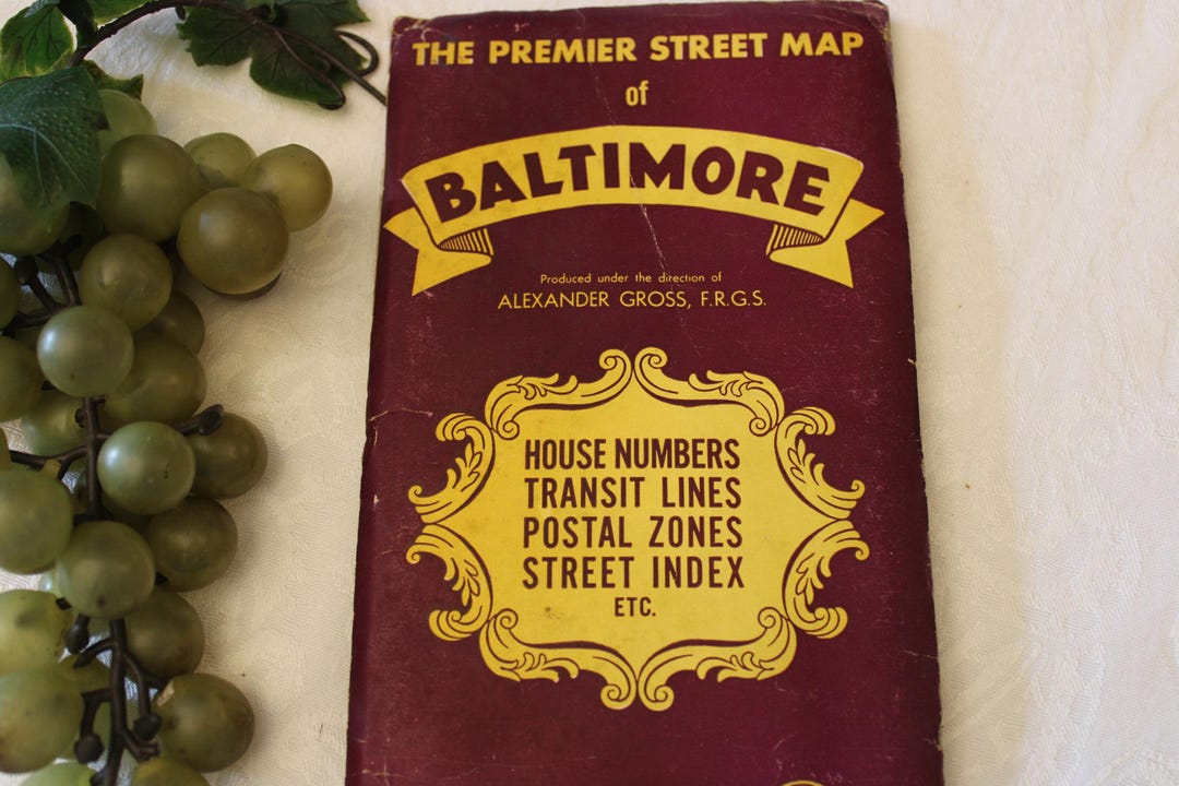 1950s Premier Street Map of Baltimore, Maryland - Produced by Alexander ...