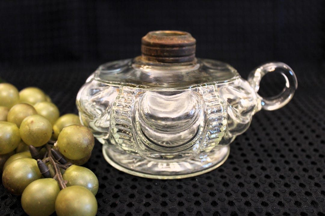Antique EAPG Clear Glass Finger Kerosene or Oil Lamp Base - Coolidge ...
