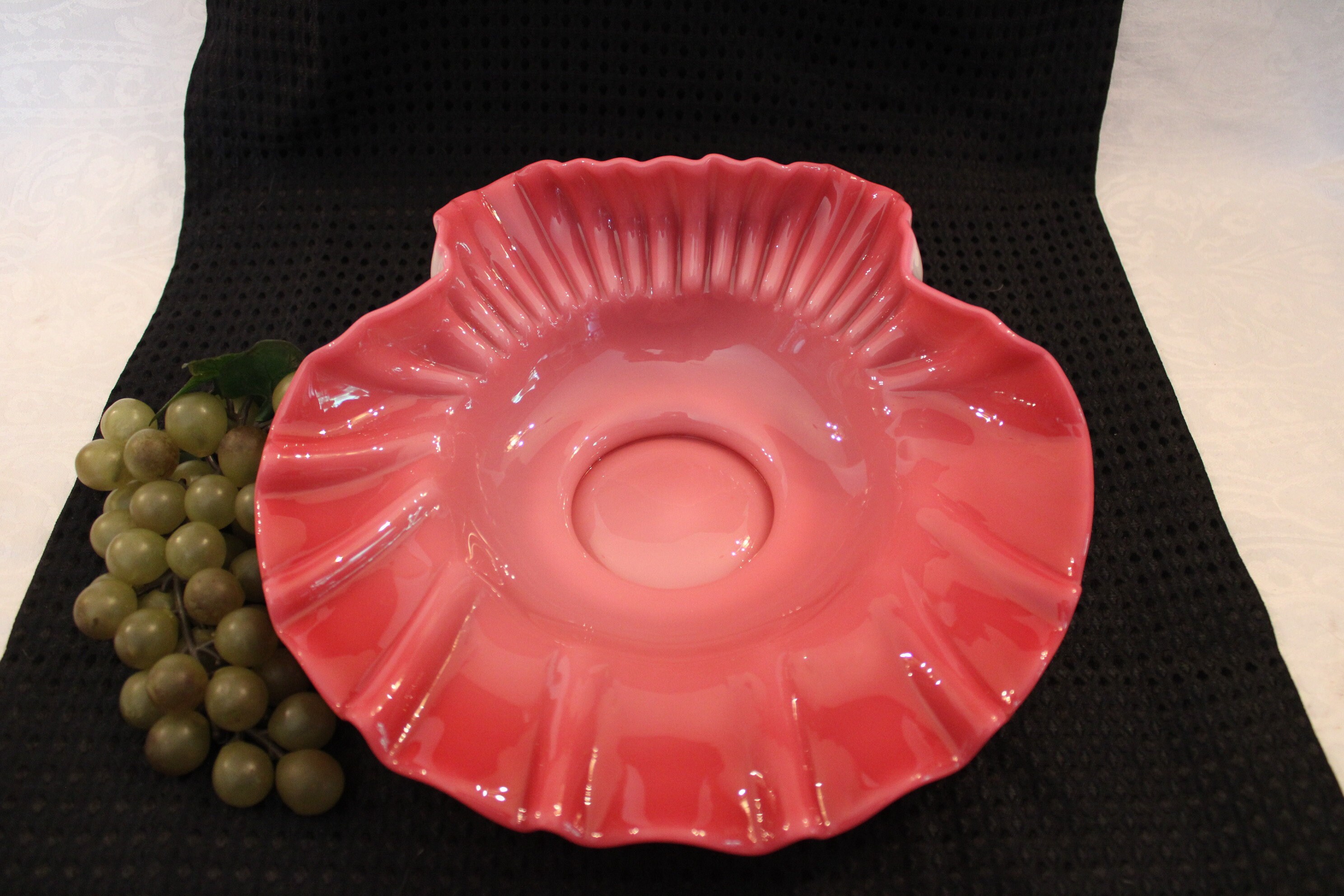 1953 Fenton Peach Blow Glass 11 Shell Bowl with Ruffled | Etsy