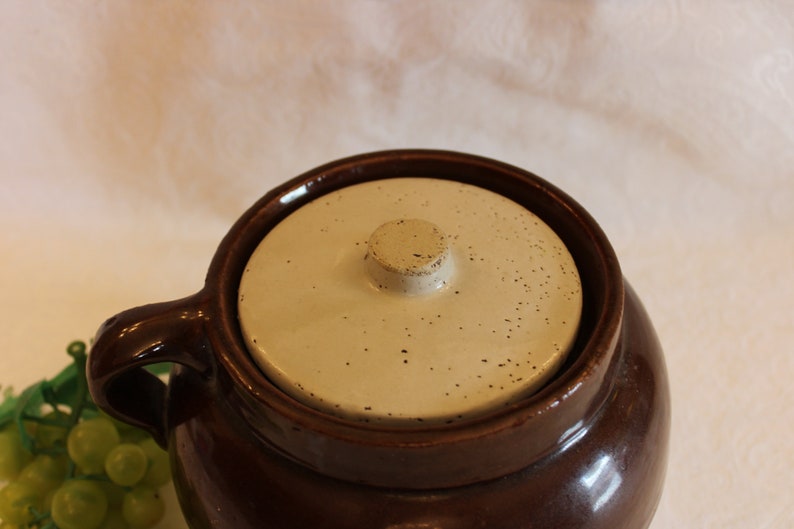 Antique Star Stoneware Pottery 2 Quart Bean Pot in Two Tone Brown ...