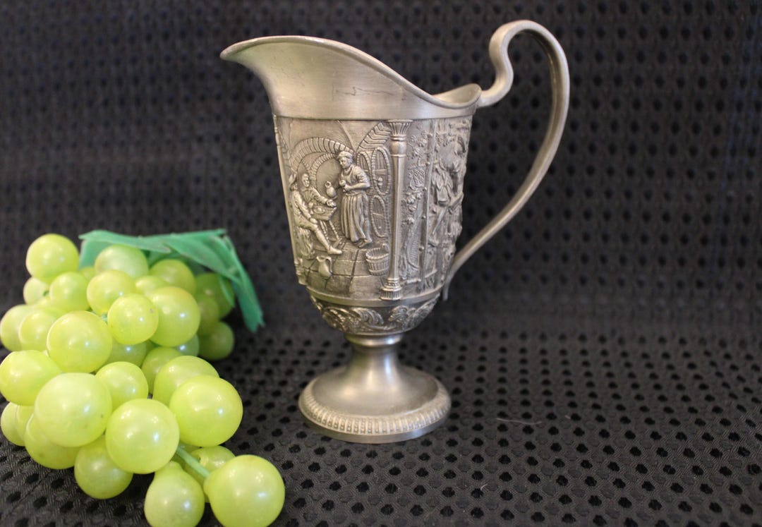 SKS Zinn 95% German Small Wine Pitcher With Raised Panel Designs - Etsy