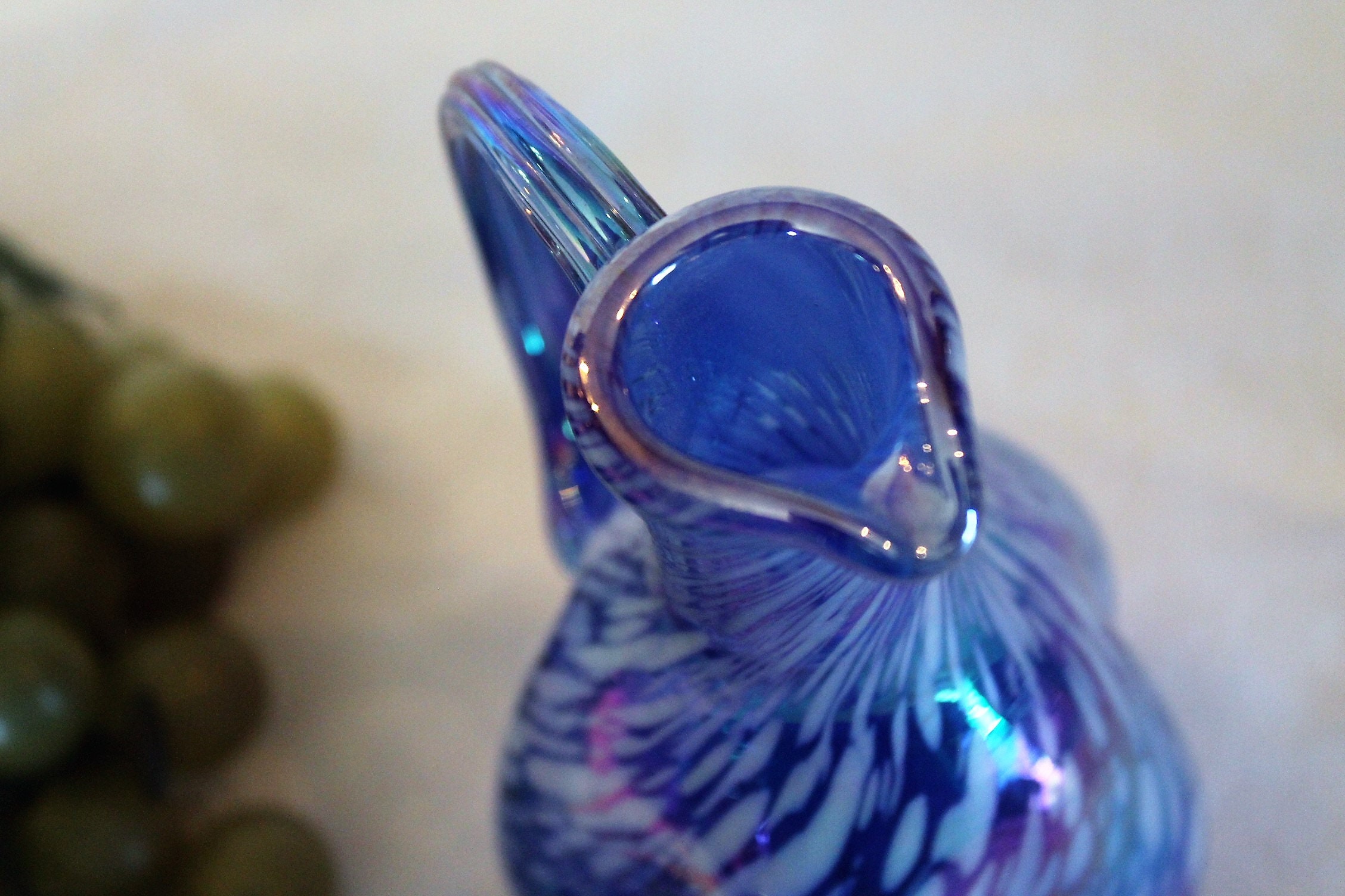 1984 Levay Glass Cruet Bottle With Stopper - Iridescent Carnival Blue ...