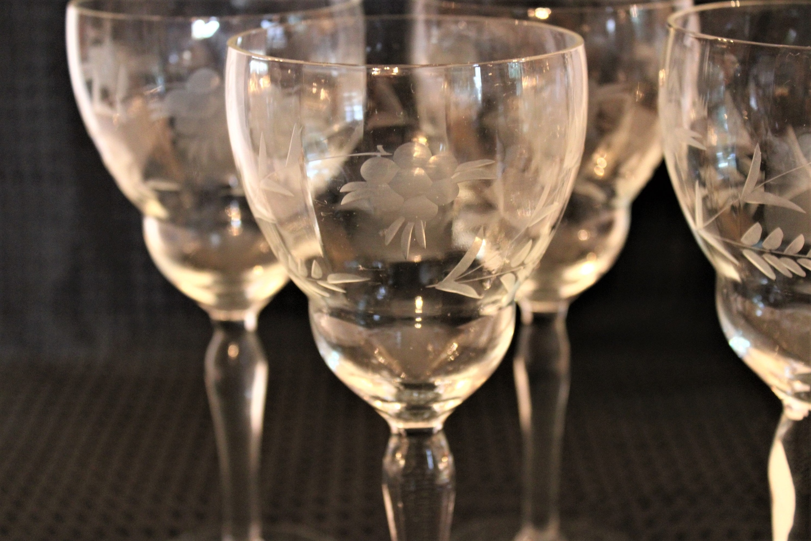 Set of 4 Weston Cut Glass Wine Glasses or Water Goblets With - Etsy