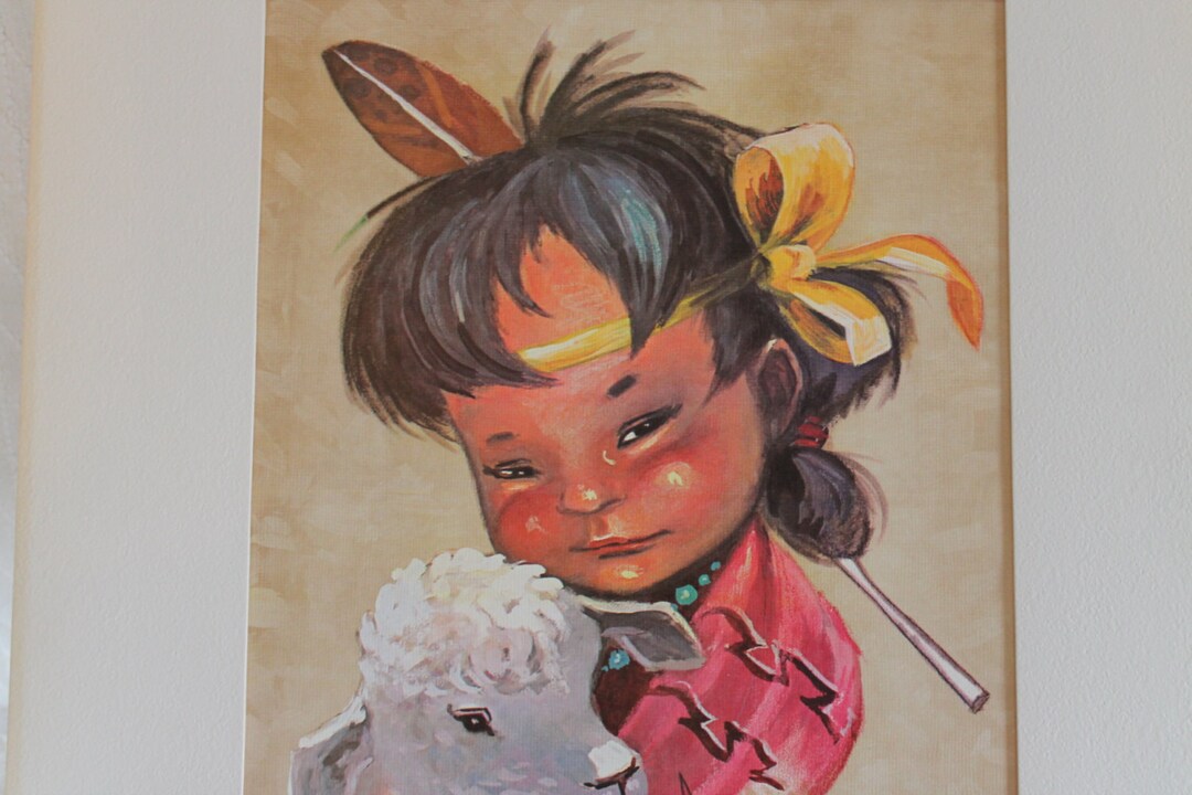 Many Feathers 11" by 15" Lithograph - Monteague Flagg, Native American ...