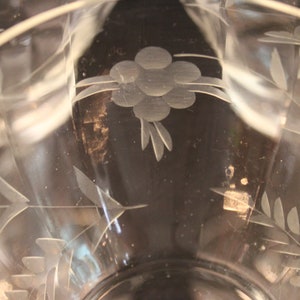 Set of 4 Weston Cut Glass Wine Glasses or Water Goblets With Floral ...