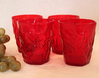 Vintage Carbone Driftwood Green Crinkle Glasses Set of 6 Seneca ...