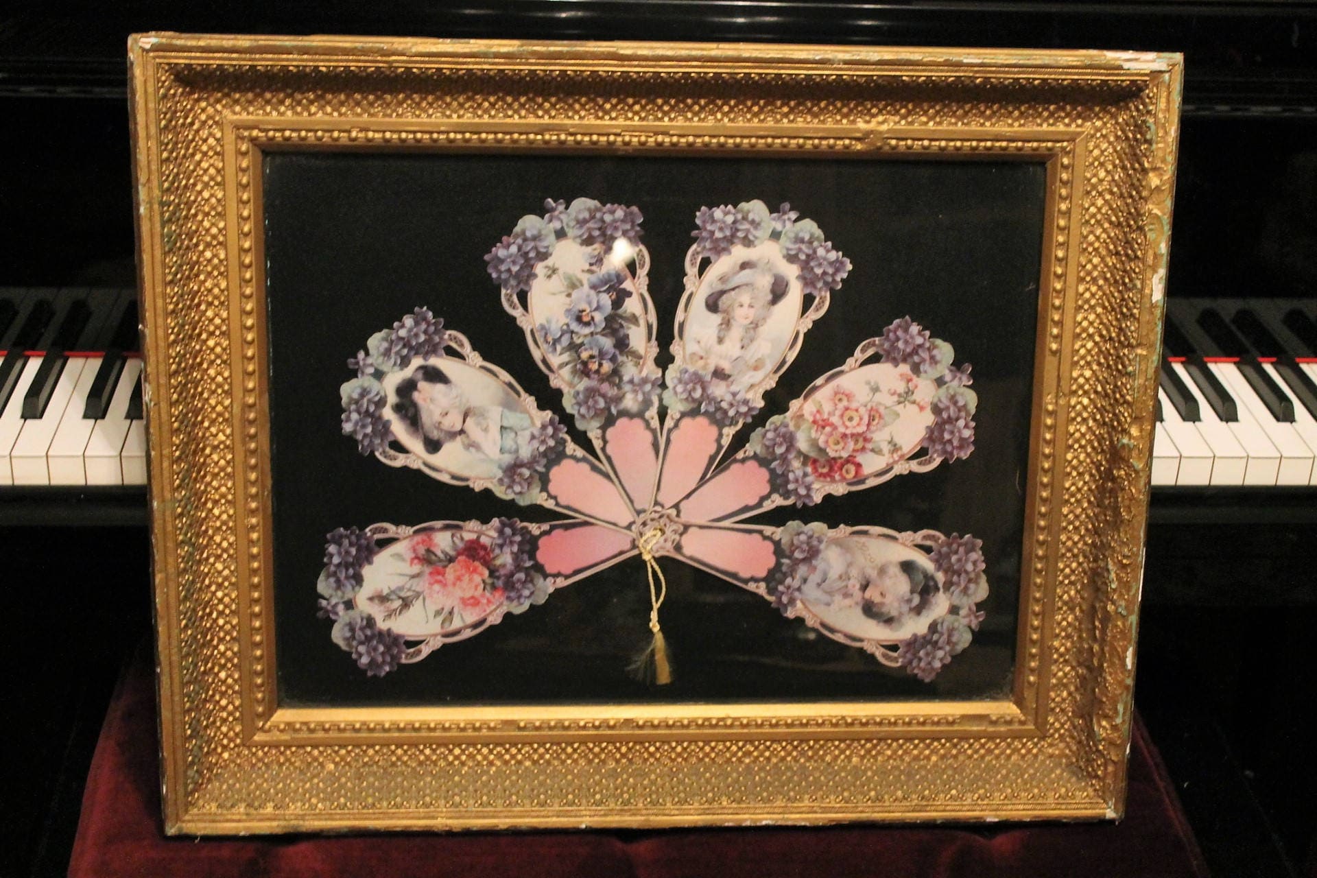 Vintage Victorian Style Paper Fan adorned with Ladies and | Etsy