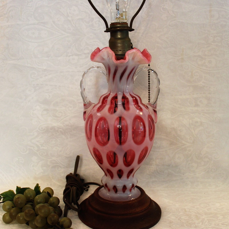 Cranberry Glass Lamp - Etsy