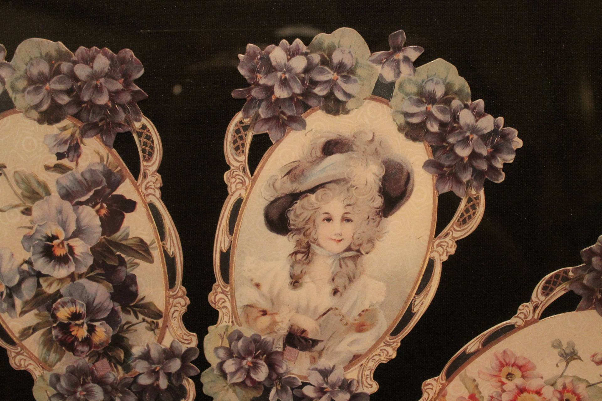 Vintage Victorian Style Paper Fan Adorned With Ladies and Flowers ...