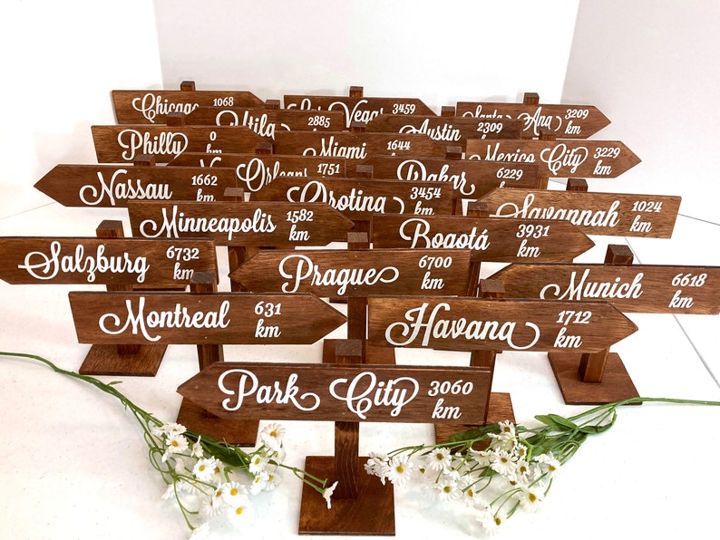 Wedding Table Numbers Stained Wedding Signpost Table Names | Etsy