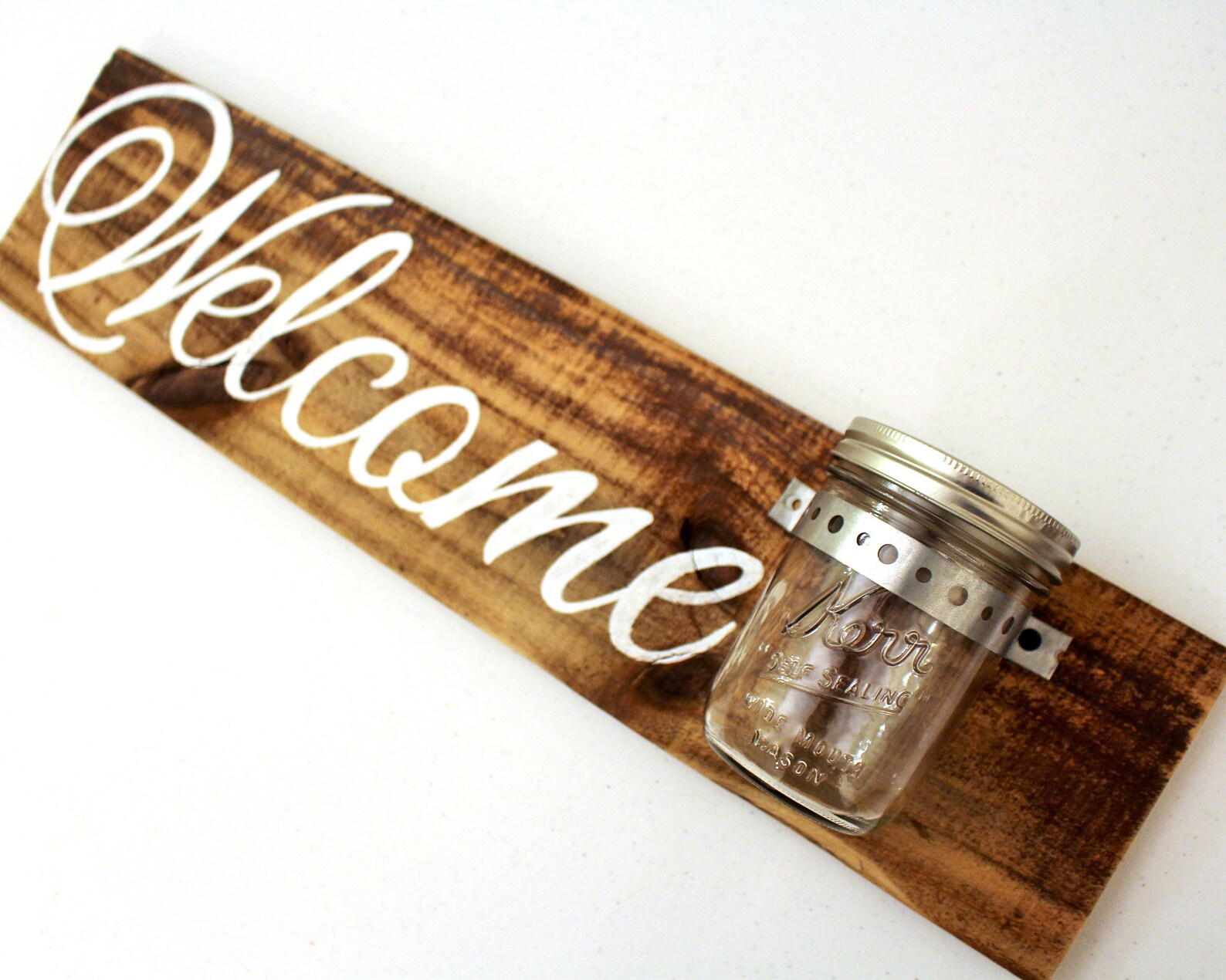 Mason Jar Welcome Sign Porch Sign Wooden Welcome Sign | Etsy