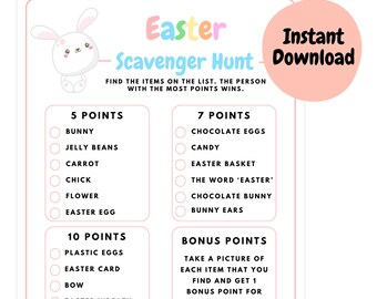 Printable Easter Scavenger Hunt Point Game Family Game Night Easter ...