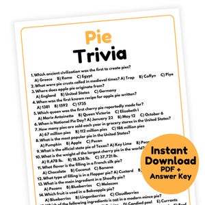 Pie Trivia Game | Pie Game Printable | Pie Day Game for Adults | Pi Day ...