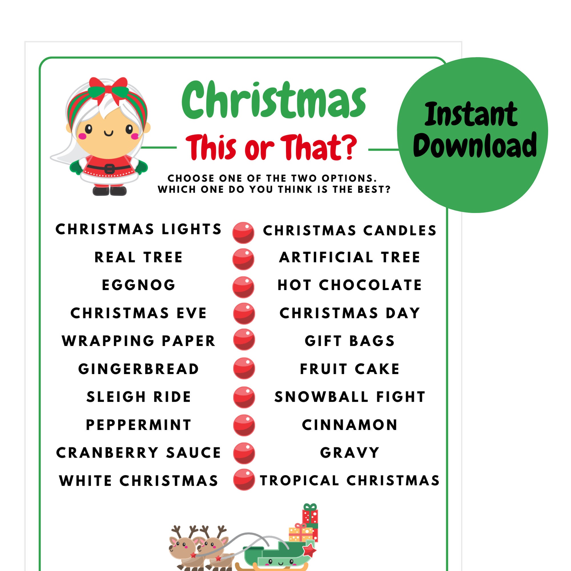 Christmas This or That Game Christmas Party Games for Adults & Kids ...