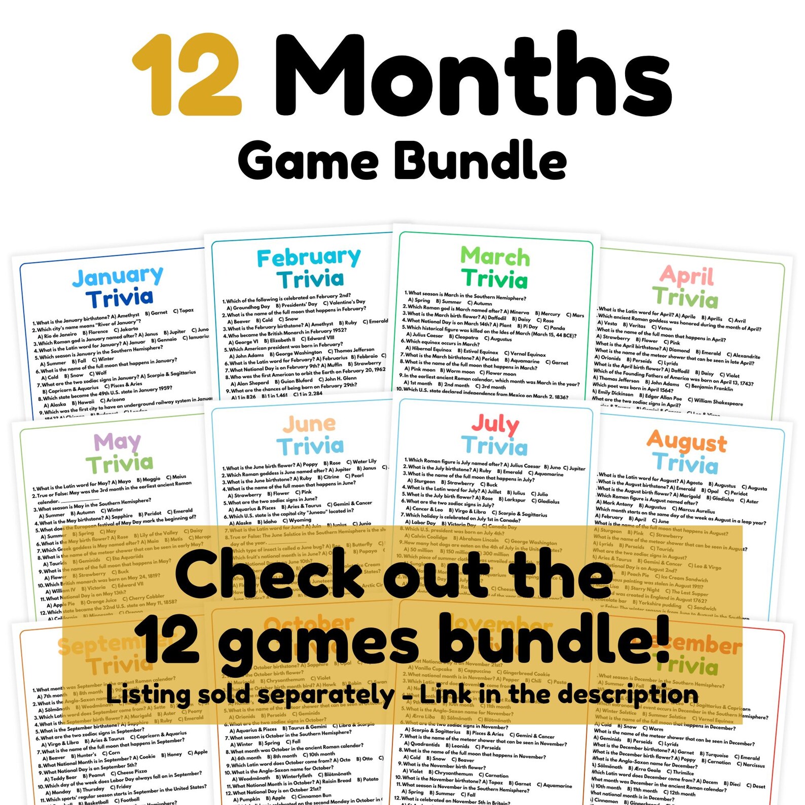 September Trivia Game | September Game Printable | Fall Trivia Game ...