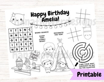 Kids Sleepover Coloring - Etsy