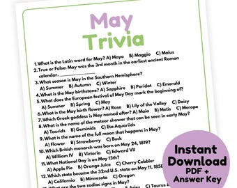 June Trivia Game | Month Trivia Game Printable | Summer Trivia Game ...