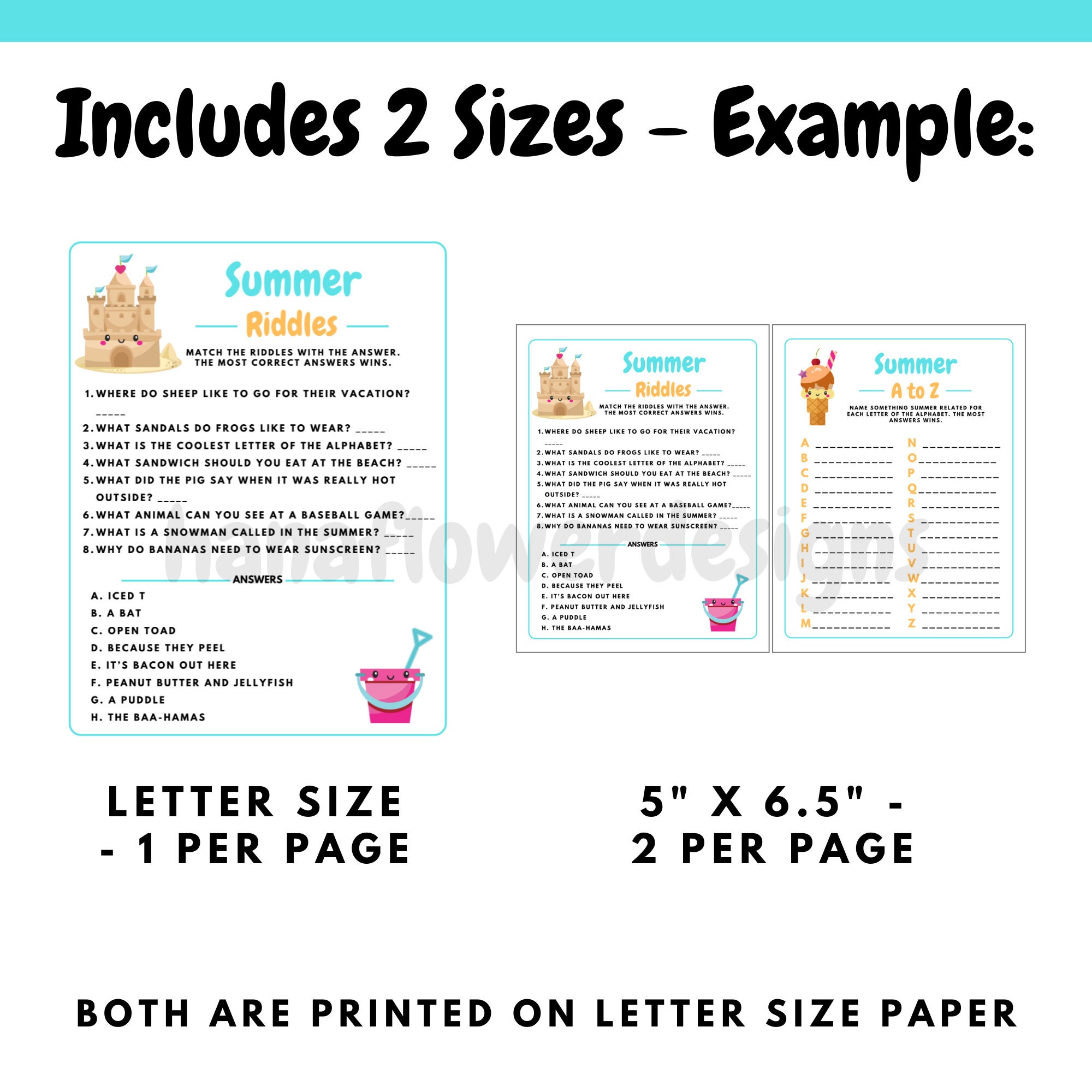 Summer Riddles Printable Party Game for Adults and Kids - Etsy