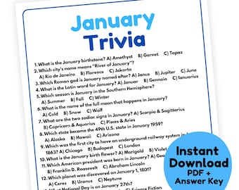 February Trivia Game | Month Trivia Game Printable | Winter Trivia Game ...