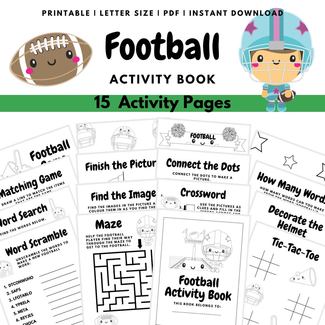 Football Activity Book for Kids Football Coloring Pages Football ...
