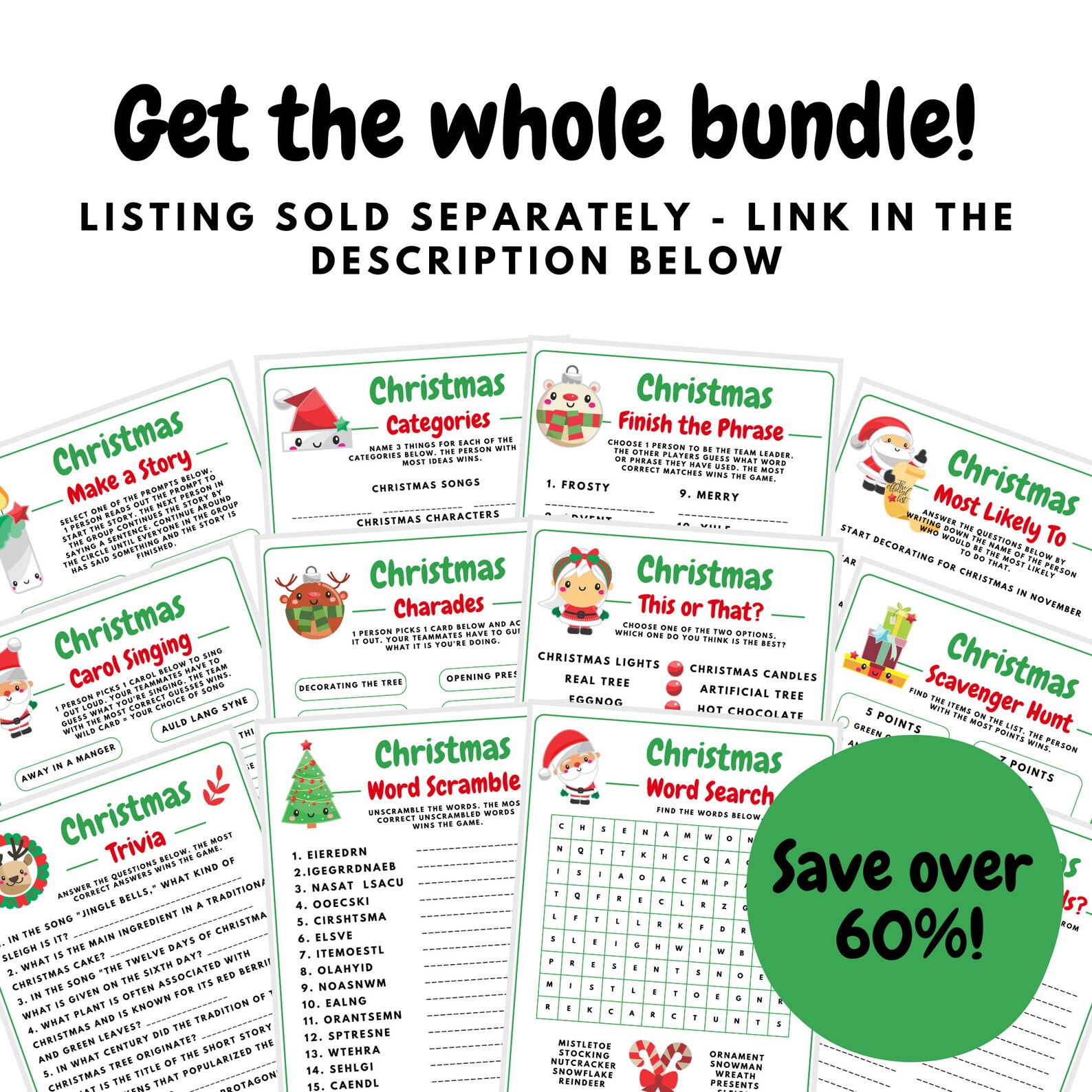 Christmas Scavenger Hunt Game Christmas Party Games for Adults & Kids ...