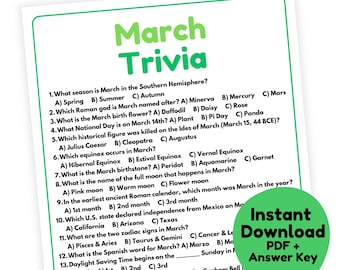 February Trivia Game | Month Trivia Game Printable | Winter Trivia Game ...
