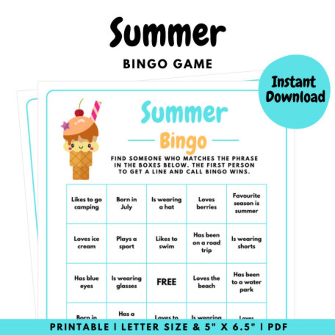 Summer Find Someone Who Bingo Printable Party Game for Adults and Kids ...