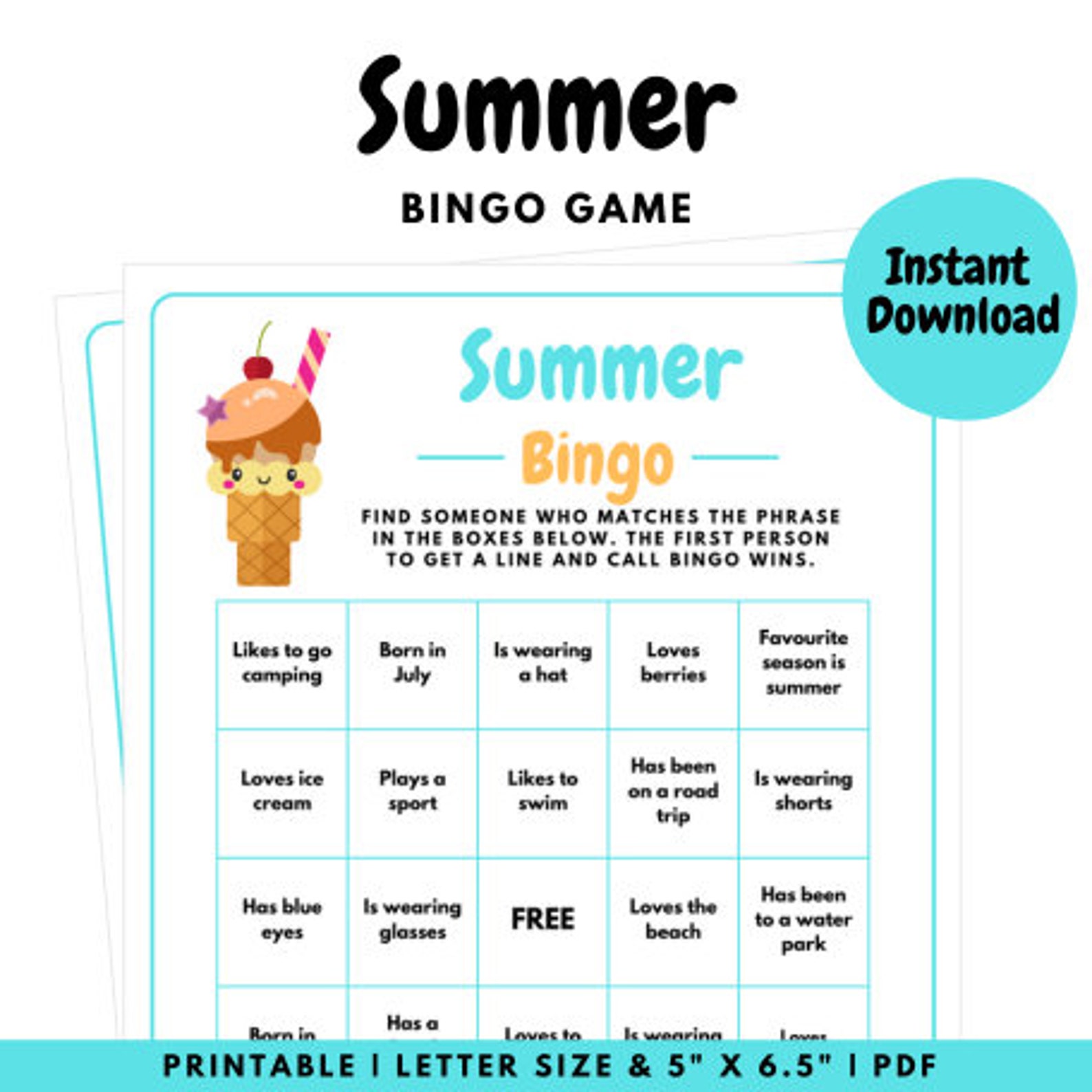 Summer Find Someone Who Bingo Printable Party Game for Adults and Kids ...