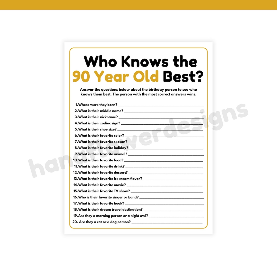 90th Birthday Games Bundle - Set of 3 Printable Games | 90th Birthday ...