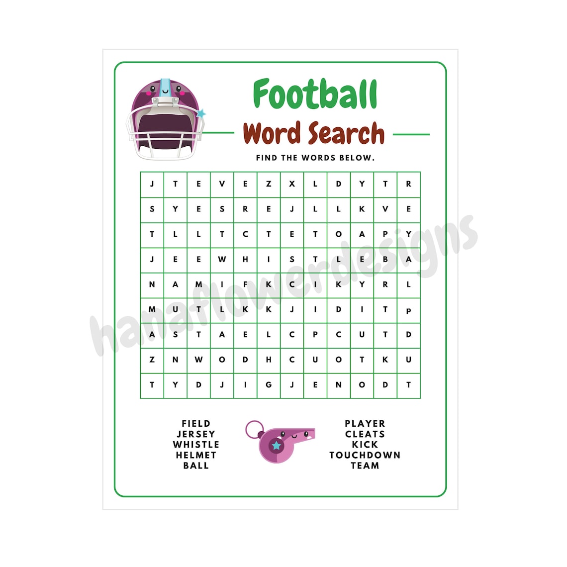 Football Word Search Game Football Party Games Football Games Printable ...
