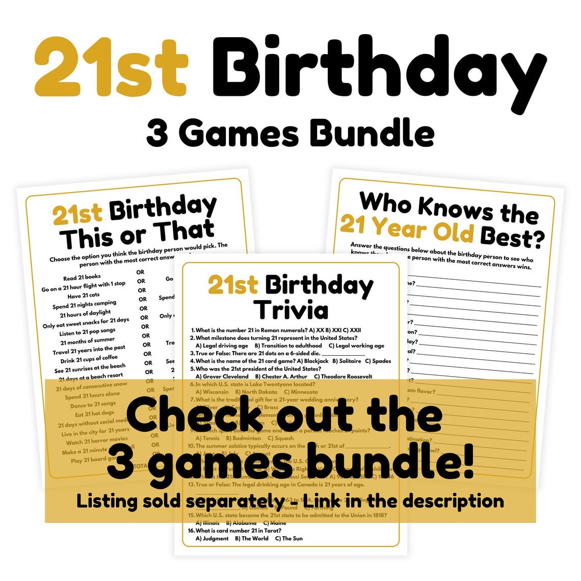 21st Birthday Trivia Game | 21st Birthday Game Printable | 21st ...