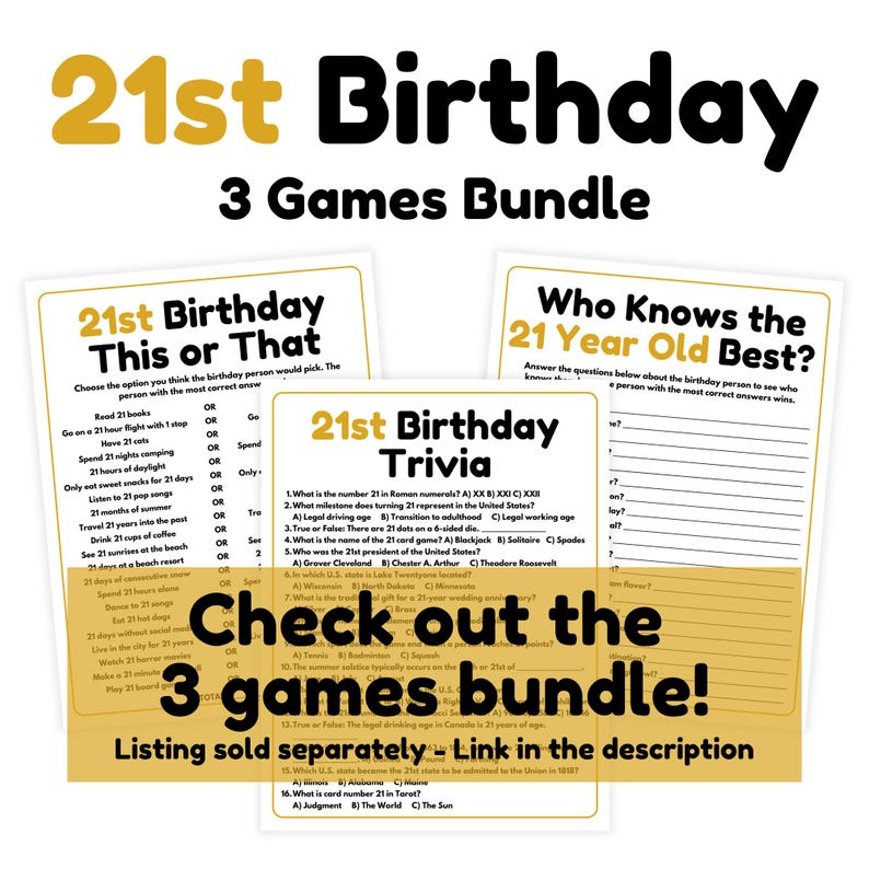 21st Birthday Trivia Game | 21st Birthday Game Printable | 21st ...