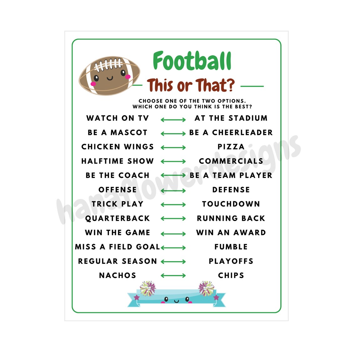 Football This or That Game Football Party Games Football Games ...