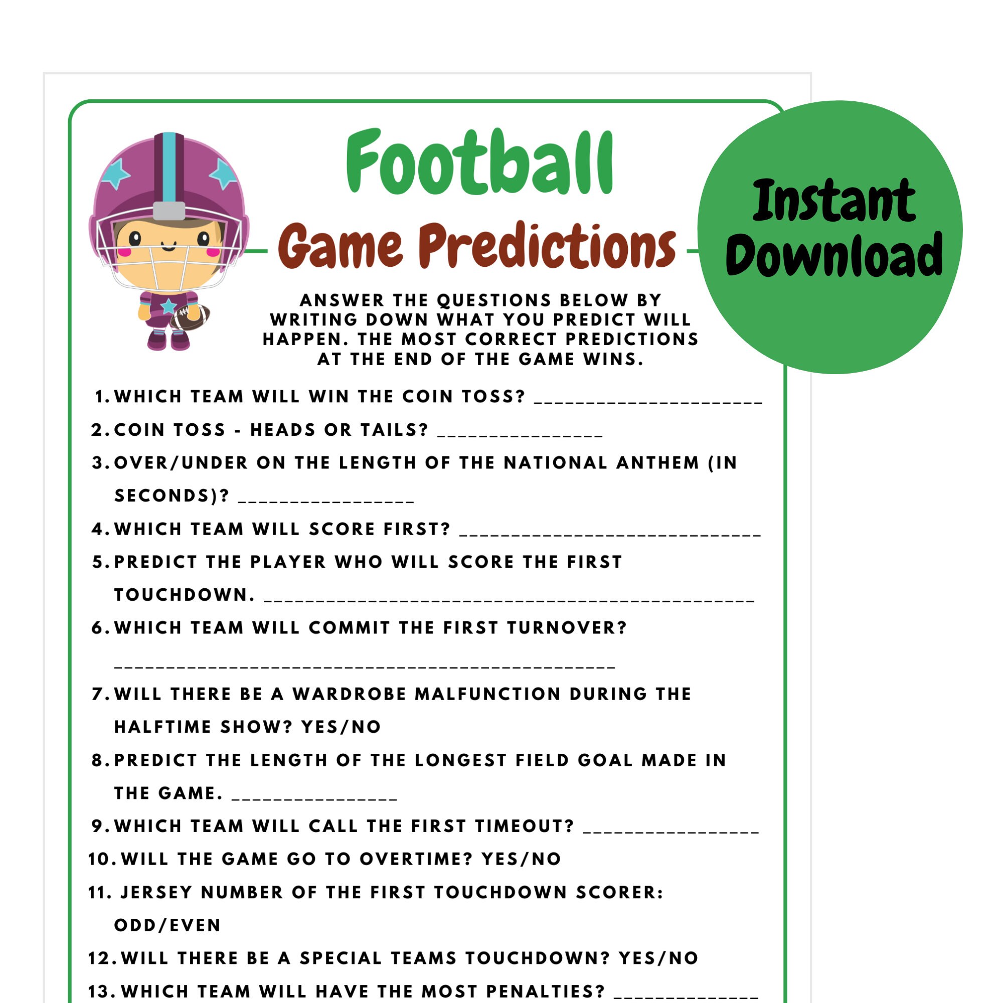 Football Game Predictions Game Football Party Games Football Games ...