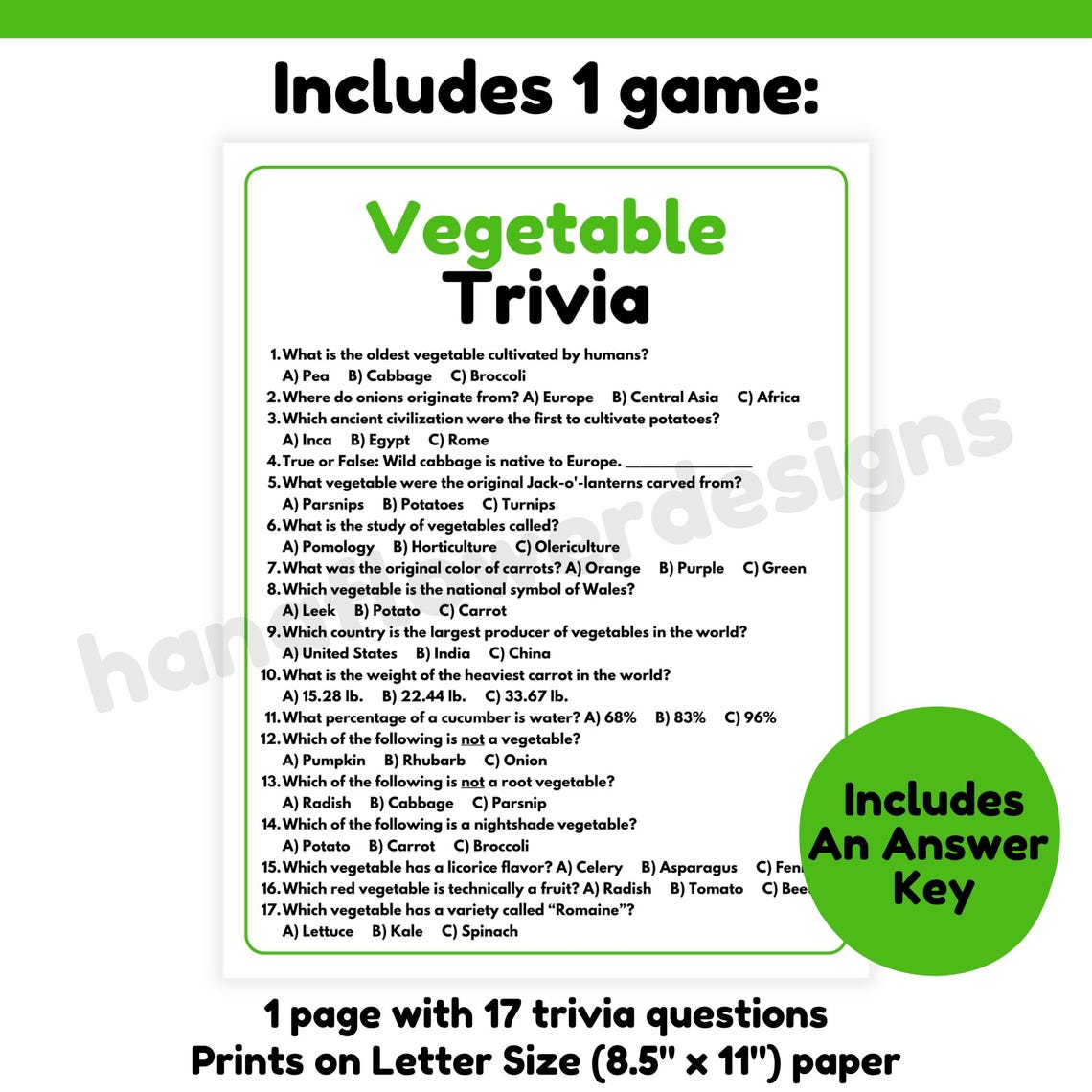 Vegetable Trivia Game | Vegetable Game Printable | Farmers Market Baby ...