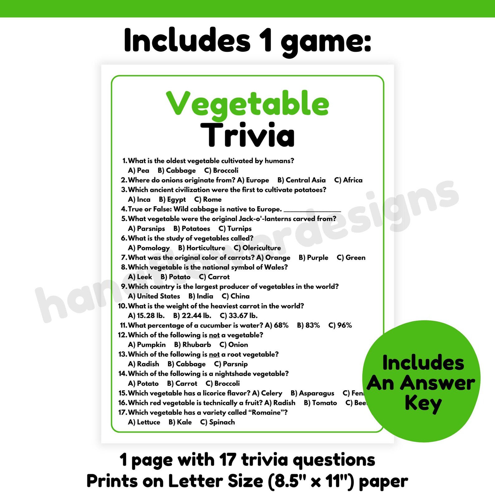 Vegetable Trivia Game | Vegetable Game Printable | Farmers Market Baby ...