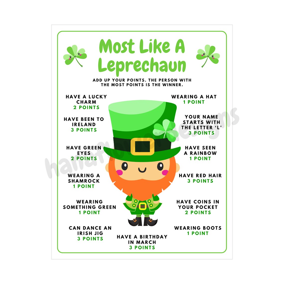 St.patrick's Day Most Like A Leprechaun Game St.patrick's Day Games ...