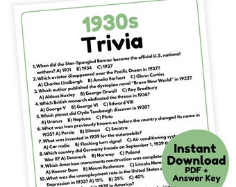 1950s Trivia Game | 1950s Game Printable | 1950s Party Game for Adults ...